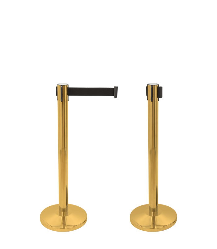 Pack de 2 Postes Separadores con Cinta Extensible Dorado