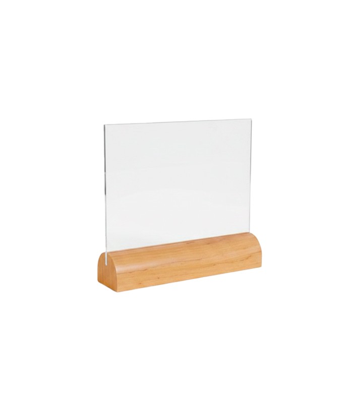 Table Menu Holder with Oval Wooden Base - Horizontal A5
