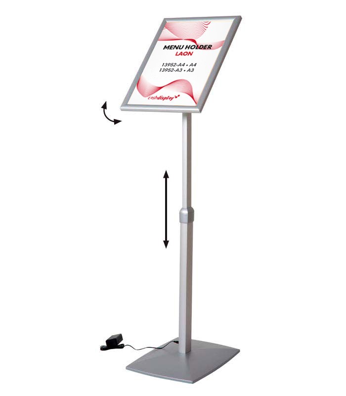 Porta Menú Flexible con Luz LED Laon - A3 - Plata