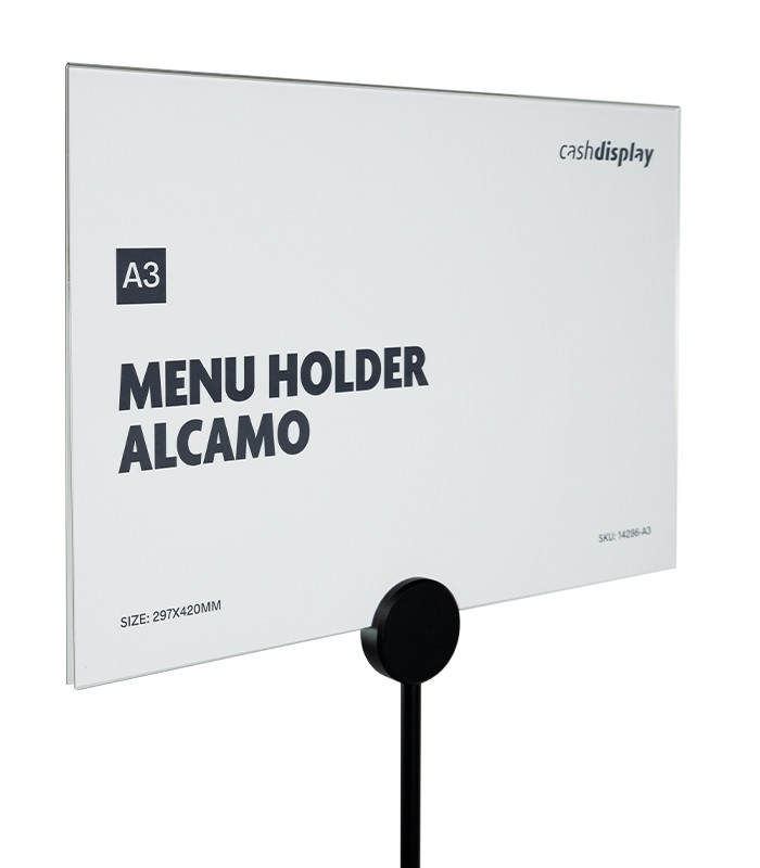 Porta Menú Alcamo Negro - A3