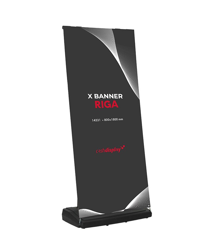 X Banner con Base Rellenable Riga 800x1800mm Exterior (Una Cara)