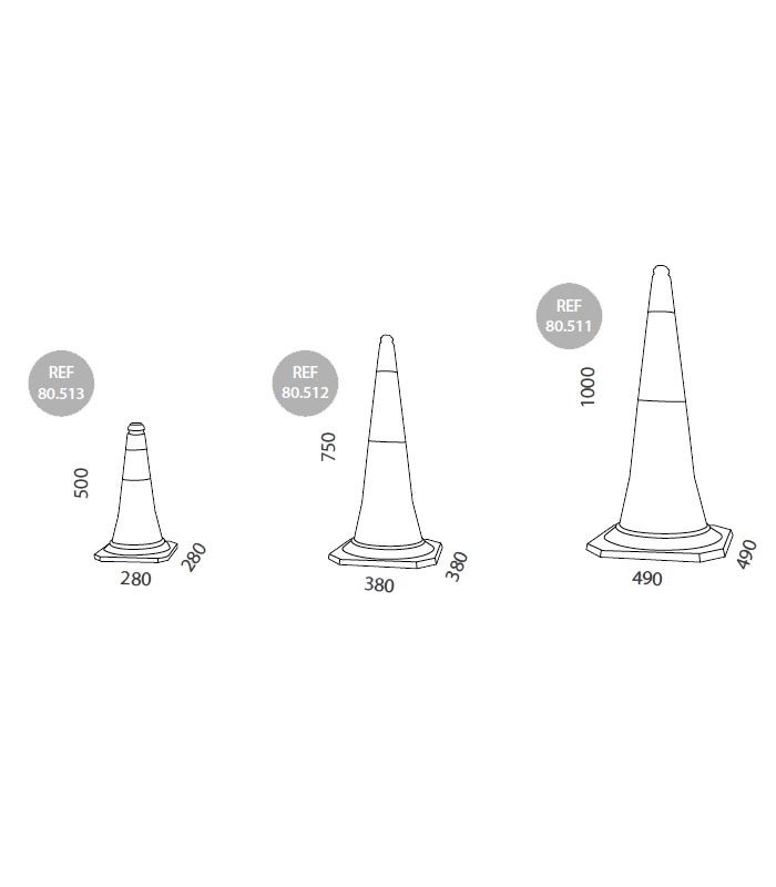 Rubber Base Reflective Cone - 1000mm