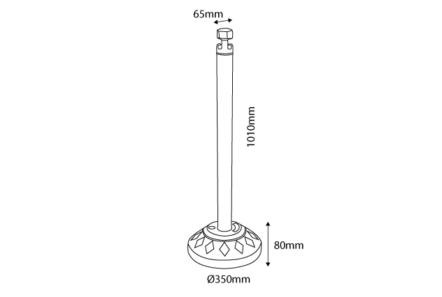 High Visibility Stanchion With Refillable Plastic Base - Yellow